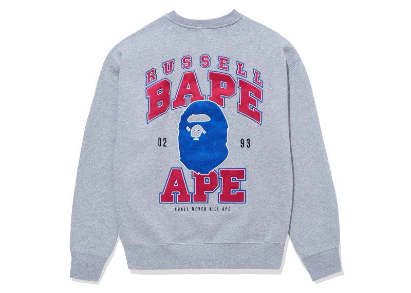 BAPE x Russell Crewneck Sweater Gray Men's - FW23 - US