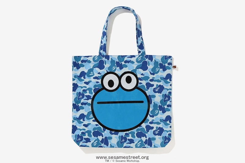 BAPE x Sesame Street ABC Camo Cookie Monster Tote Blue - FW19 - US