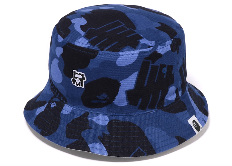 BAPE x Undefeated Color Camo Flannel Bucket Hat Navy Men's - FW22 - US
