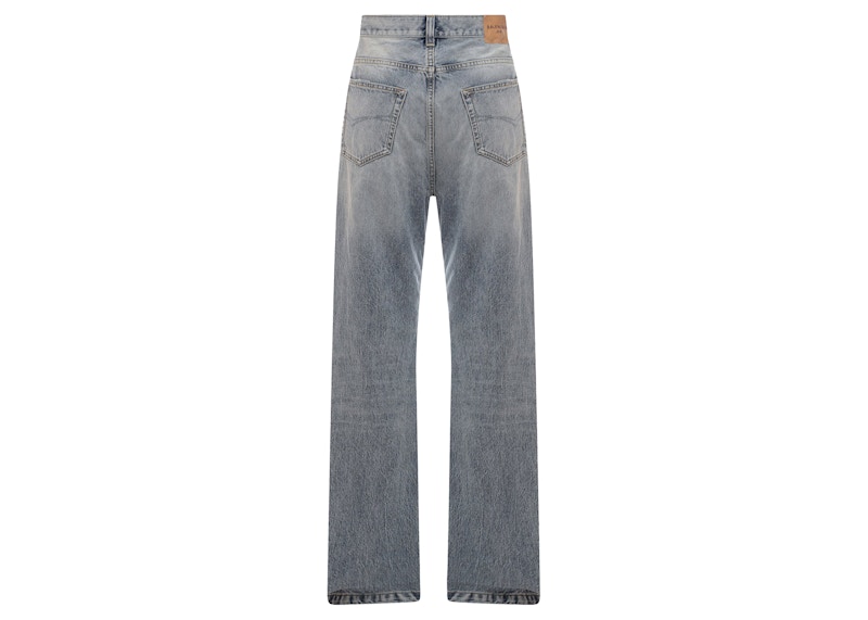 Balenciaga Back Logo Patch Cotton Jeans Blue Men's - FW22 - GB