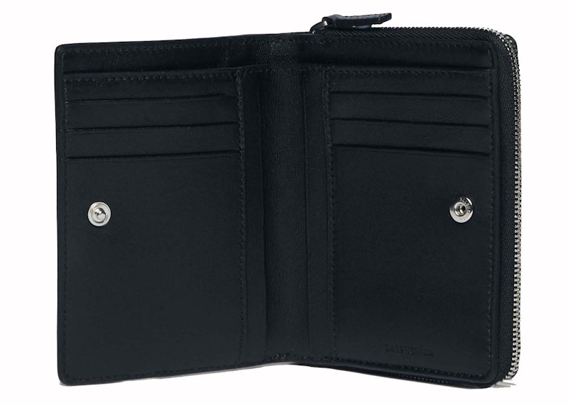 Balenciaga Cash Bi-Fold Compact Wallet Black/White in Leather with ...