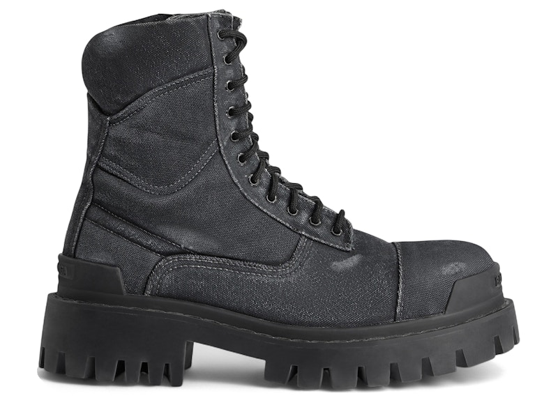 Balenciaga Combat Strike Boot Worn-Out Black Canvas Men's - 694042 ...