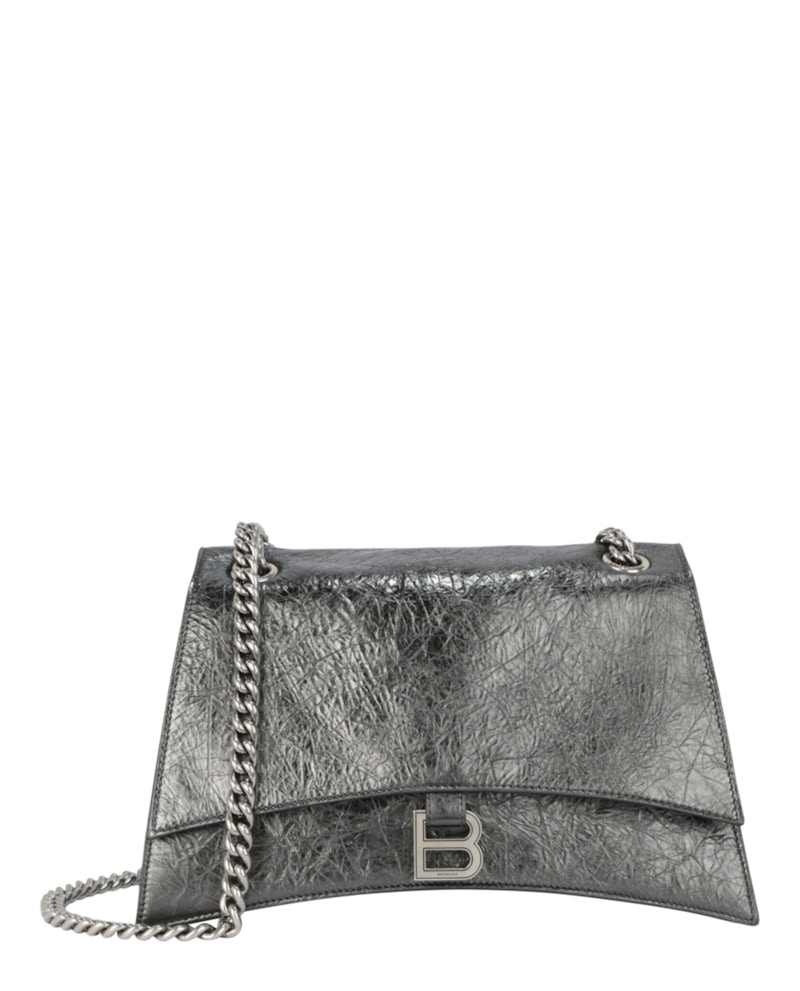 Balenciaga Crush Quilted Chain Shoulder Bag Steel in Leather - US