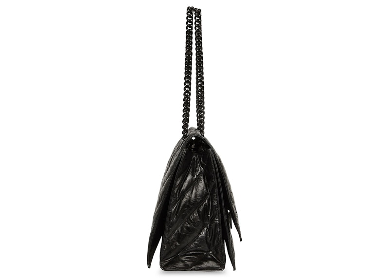 Balenciaga Crush Quilted Large Chain Bag Black in Leather with Black ...