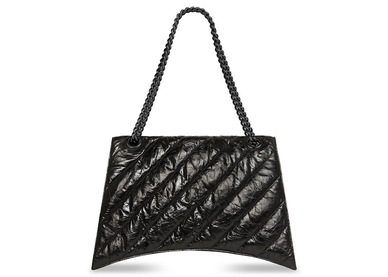 Balenciaga Crush Quilted Large Chain Bag Black in Leather with Black ...