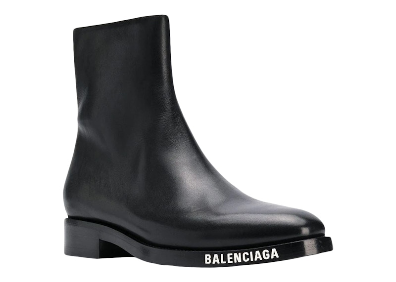 Balenciaga Leather Ankle Boot Black White Logo Men's - 590717WA7201000 - US
