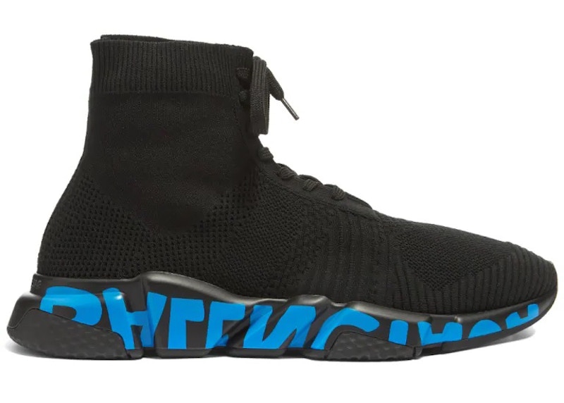 Balenciaga Speed Lace Up Graffiti Black Blue Hombre - 617251W05GE1140 - ES