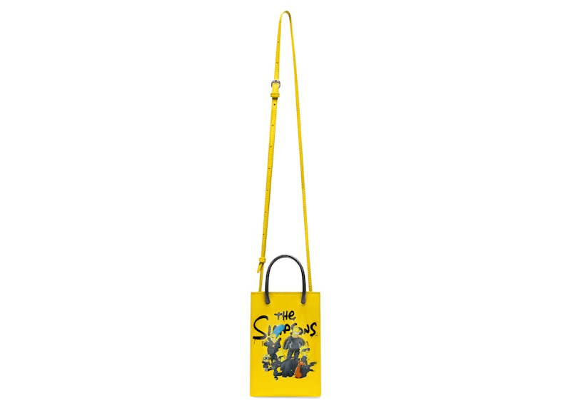 Balenciaga x The Simpsons Mini Shopping Bag Yellow in Calfskin Leather ...