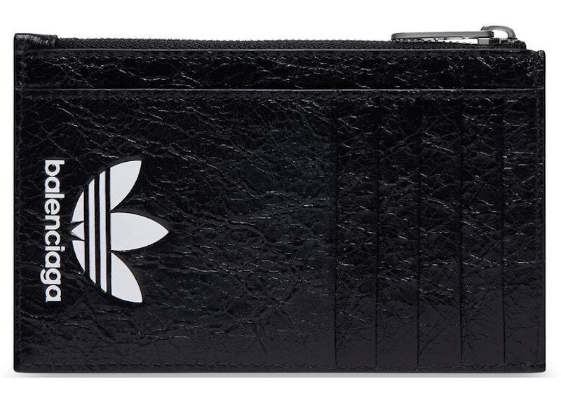 Balenciaga x adidas Long Coin And Card Holder Black in Arena Lambskin - US