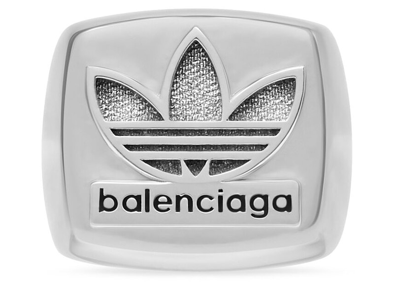 Balenciaga x adidas Trefoil Signet Ring Silver in Recycled Sterling ...