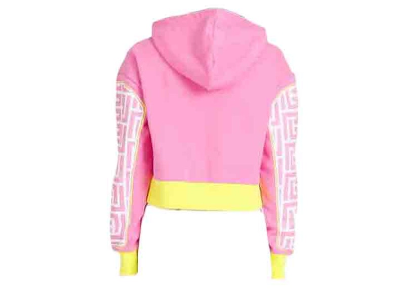 Balmain x Barbie - Cotton Cropped Sweatshirt Pink Balmain Logo Print ...
