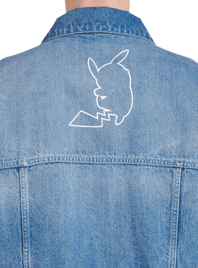 Balmain x Pokemon Print Denim Jacket Blue - FW22 - US