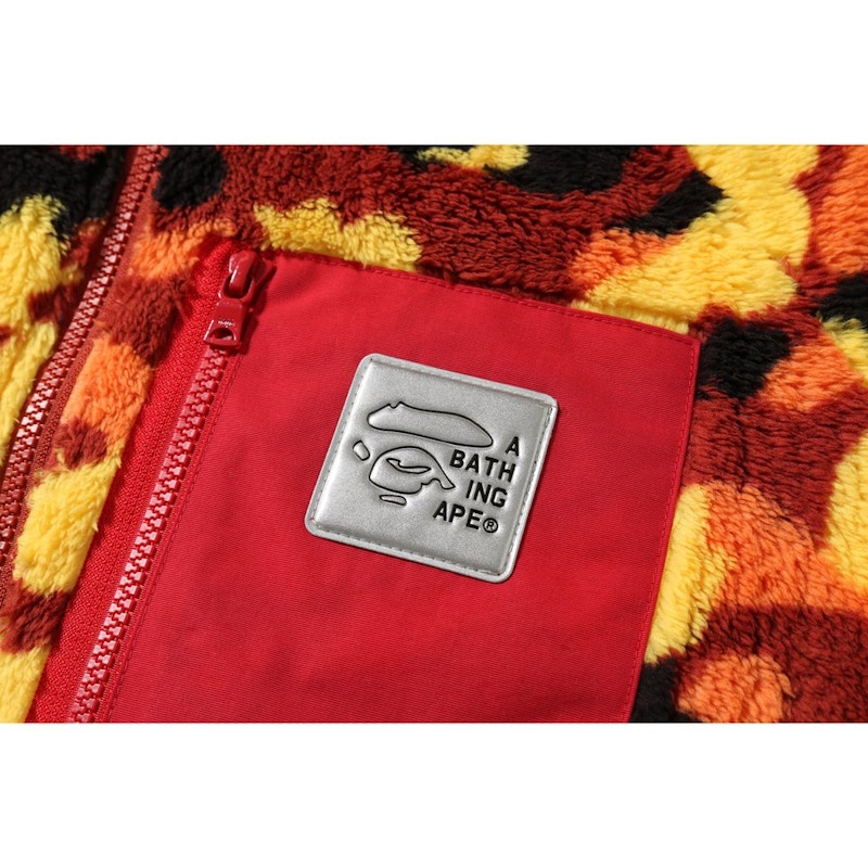 BAPE 1st Camo Boa Wide Full Zip Hoodie Orange Men's - FW18 - US