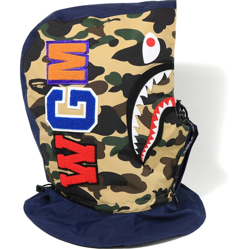 BAPE 1st Camo Shark Hoodie Mask Yellow/Navy Men's - SS19 - US