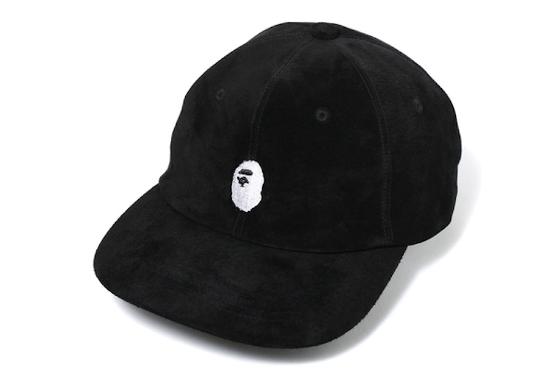BAPE Ape Head Embroidery Suede Panel Cap Black - FW18 - GB