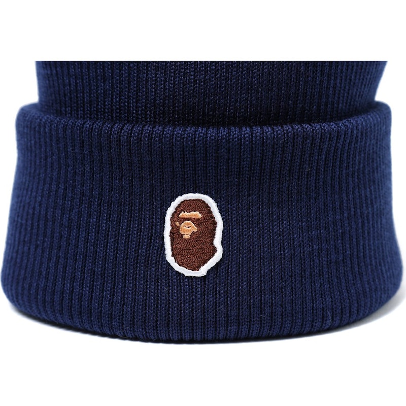 BAPE Ape Head One Point Knit Cap Navy Men's - FW18 - US