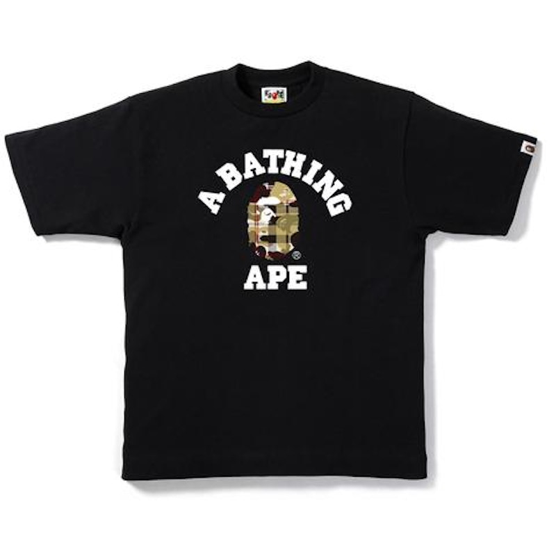BAPE Check Camo College Tee Black/Beige Men's - US