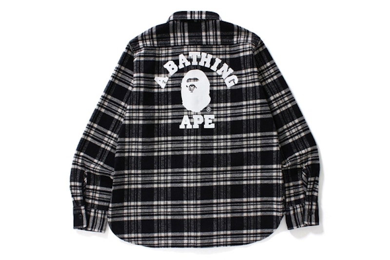 BAPE College Flannel Shirt Black Men's - US