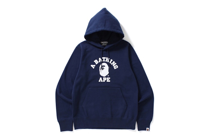 BAPE College Pullover Hoodie Navy Men's - US