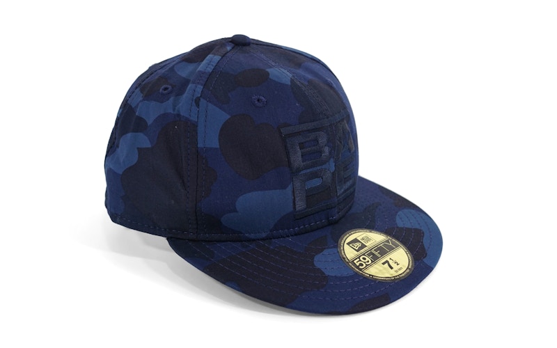 BAPE Color Camo RUN DMC Logo Fitted Baseball Hat Blue Men's - US