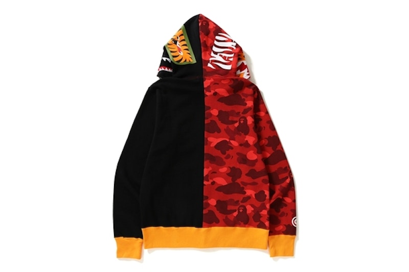 BAPE Color Camo Tiger Shark Full Zip Hoodie Red