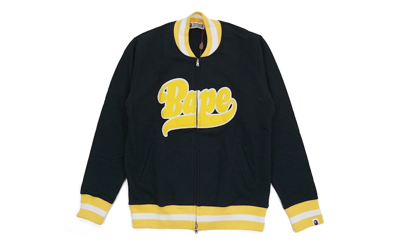 BAPE Cursive Logo Sweat Varsity Black/Yellow Men's - US