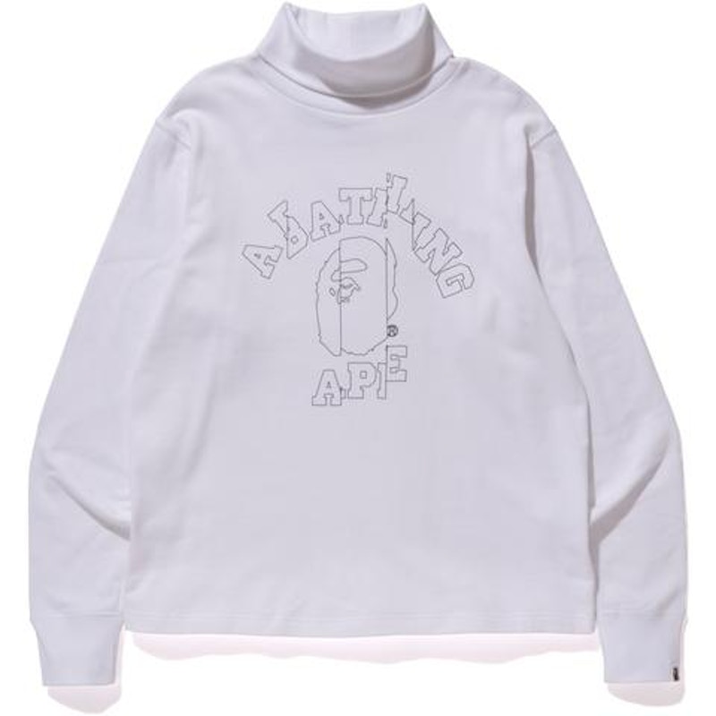 BAPE Cut Off College Turtle Neck Wide Sweat Sweat White Men's - US