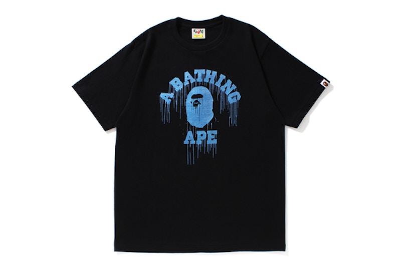 BAPE Drip College Tee Black/Blue Men's - US