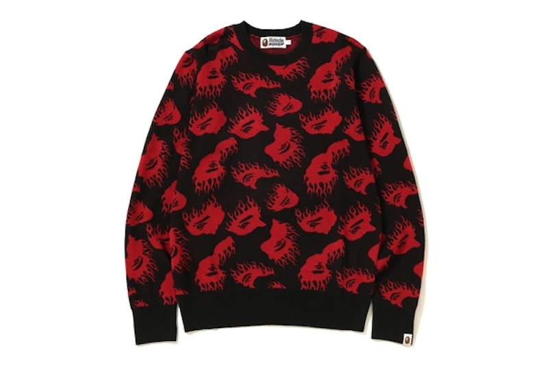 BAPE Fire Pattern Knit Black Men's - FW18 - US