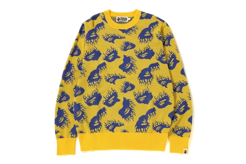 BAPE Fire Pattern Knit Yellow Men's - FW18 - US
