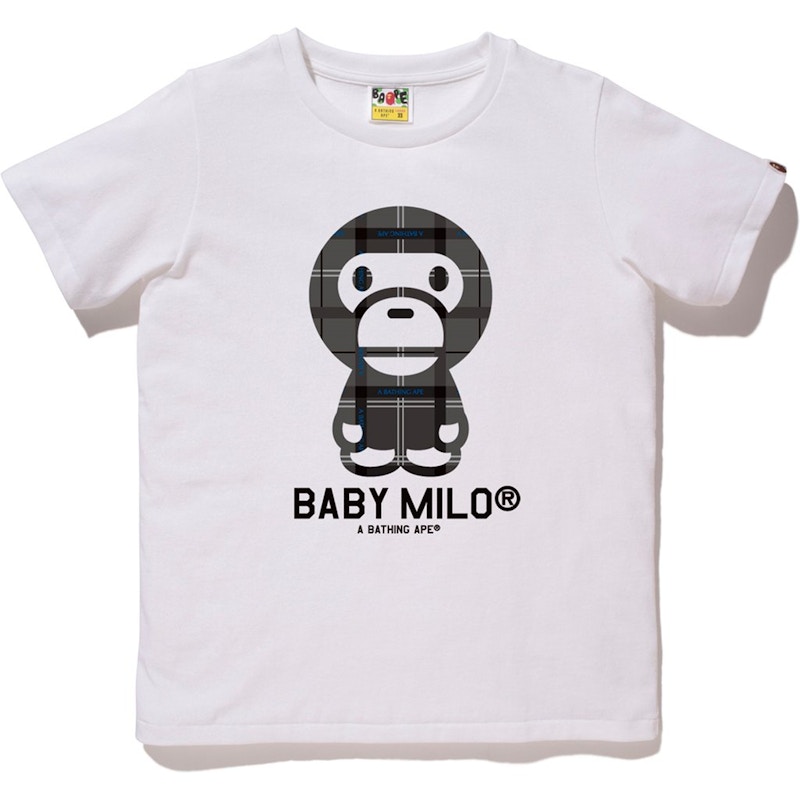 BAPE Logo Check Baby Milo Tee Whtie/Black Men's - SS19 - US
