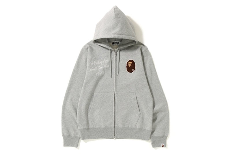BAPE Multi Emblem Full Zip Hoodie Grey Men's - FW18 - US