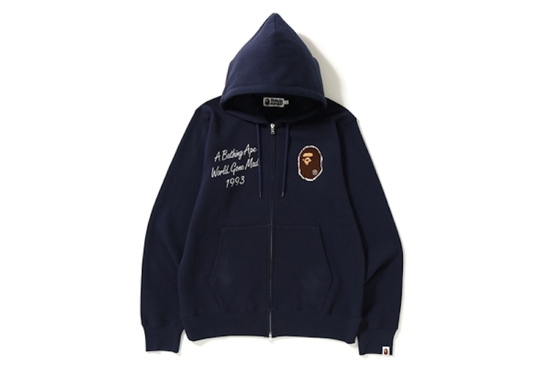 BAPE Multi Emblem Full Zip Hoodie Navy Men's - FW18 - GB