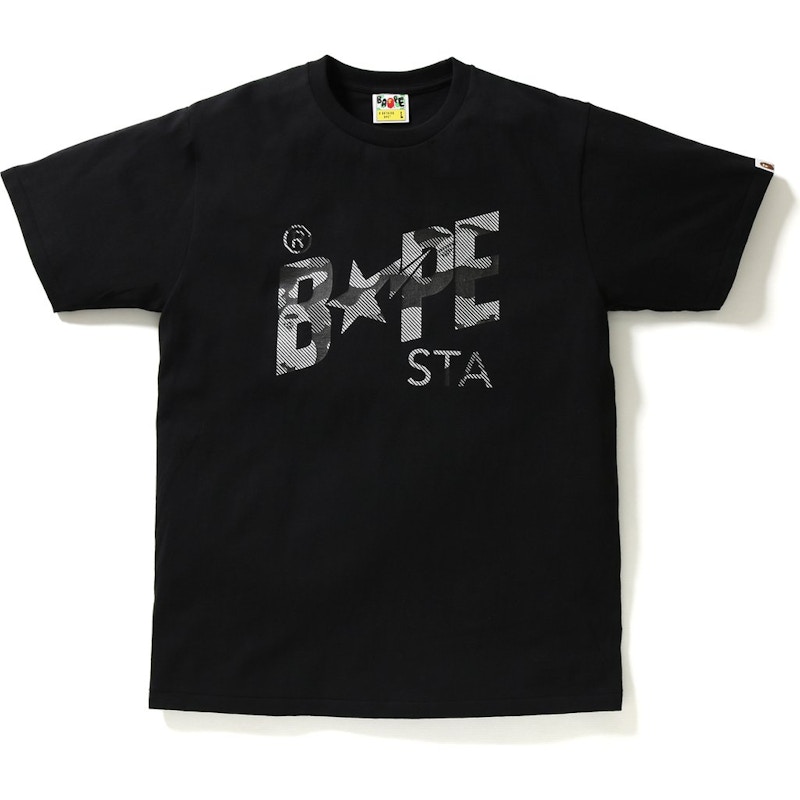 BAPE Reflection Camo Bapesta Tee Tee Black/Silver Men's - US