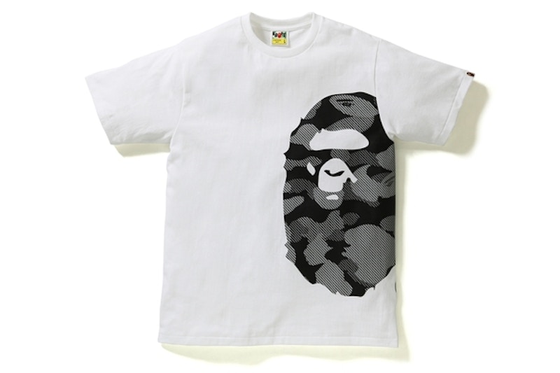 BAPE Reflection Camo Side Big Ape Head Tee White/Black 남성 - KR