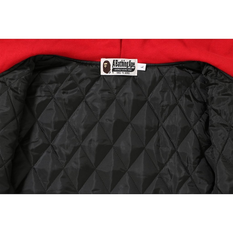 BAPE Shark Sweat Varsity Hoodie Jacket Red/Grey Men's - FW18 - US