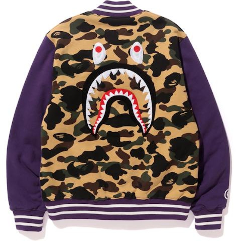 BAPE Shark Sweat Varsity Jacket Jacket Purple Men's - US