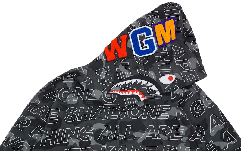 BAPE Text Color Camo WGM Wappen Shark Black Men's - US