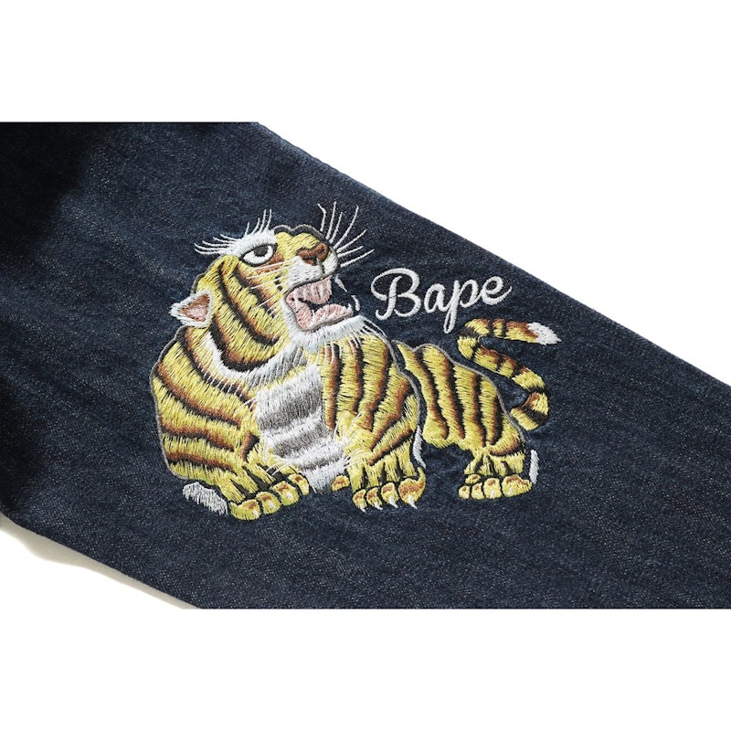 BAPE Tiger Embrodery Wide Denim Jacket Indigo Men's - FW18 - US