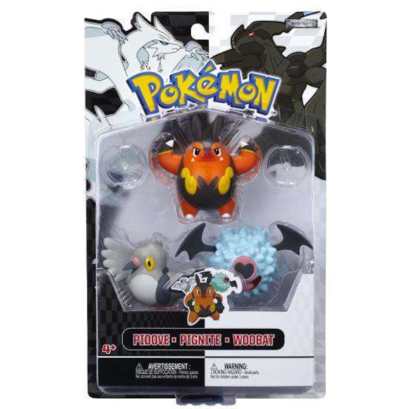 Basic Fun Pokemon Series 3 Basic Pignite, Woobat & Pidove Figure (Set ...