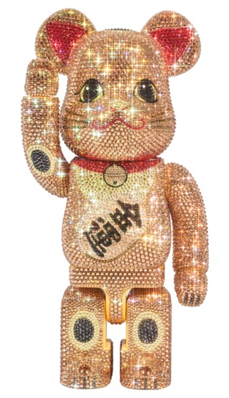 Bearbrick Crystal Decorate Lucky Cat Gold Money Luck 400% - US