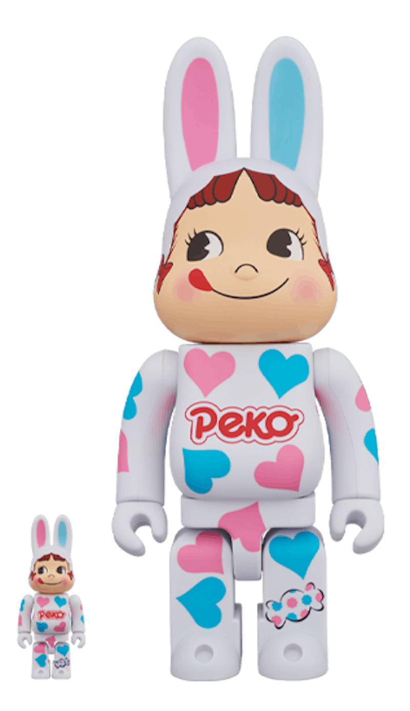 Bearbrick Rabbrick Kigurumi Peko-chan Heart 100% & 400% Set - US