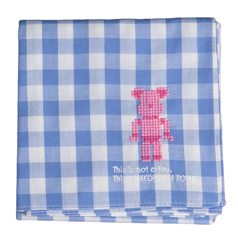 Bearbrick Toy 20th Anniversary Cross Stitch Handkerchief Blue - US