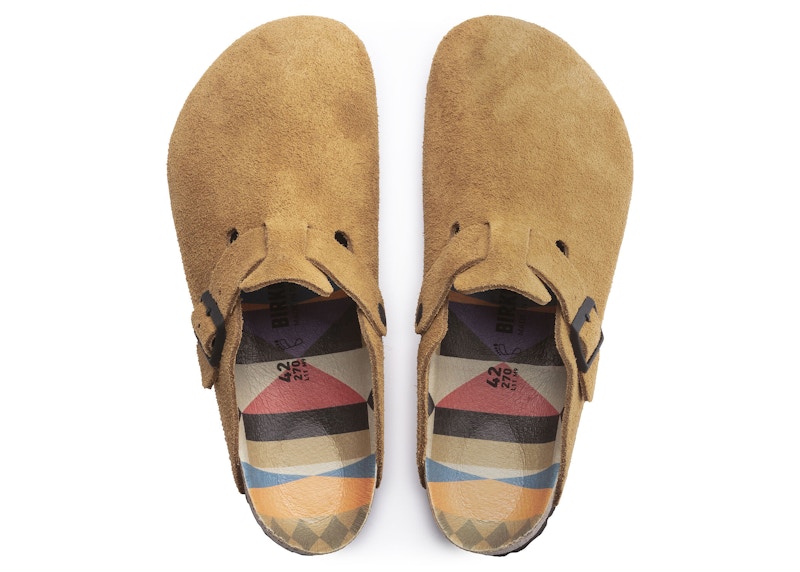 Birkenstock Boston Suede Cork Brown Pattern Footbed Men's - 1023465 - US