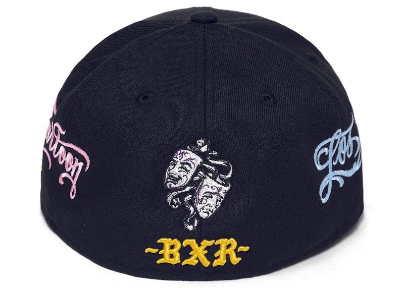 Born X Raised x Mister Cartoon x New Era Rocker 59Fifty Fitted Hat Navy ...
