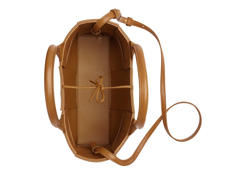 Bottega Veneta Arco Tote Bag Mini Intreccio Camel in Lambskin Leather ...