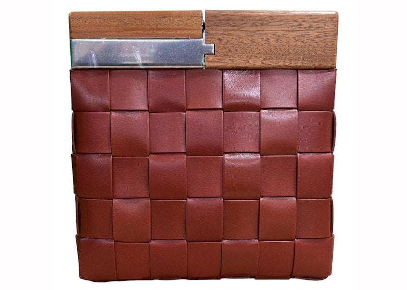 Bottega Veneta BV Snap Clutch Bag Rust in Leather / Wood with Silver ...