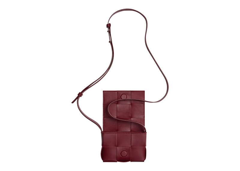 Bottega Veneta Candy Cassette Crossbody Bag Mini Intreccio Bordeaux in ...