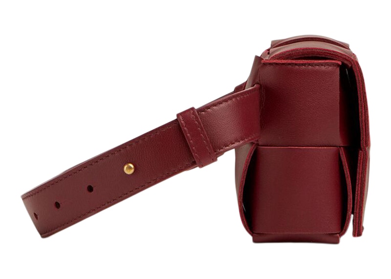 Bottega Veneta Cassette Belt Bag Mini Intreccio Bordeaux in Lambskin ...