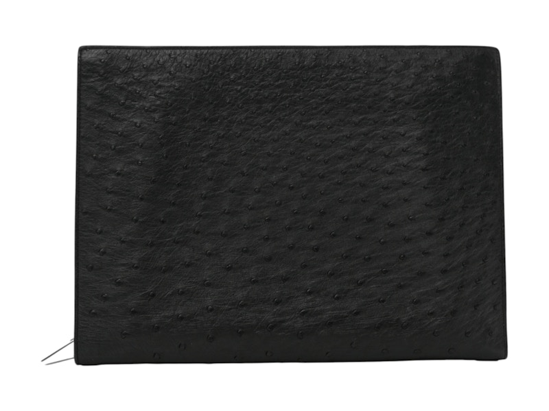 Bottega Veneta Ostrich Leather Document Case Black in Leather - US